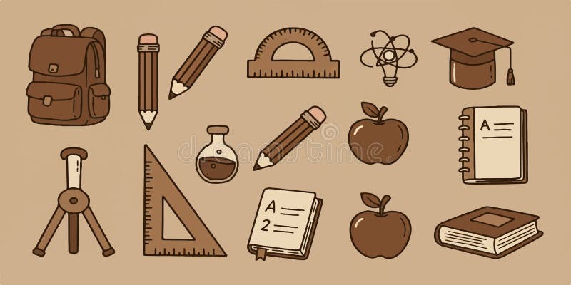 Brown Color Objects Vector Set. Educational Illustration Stock ...