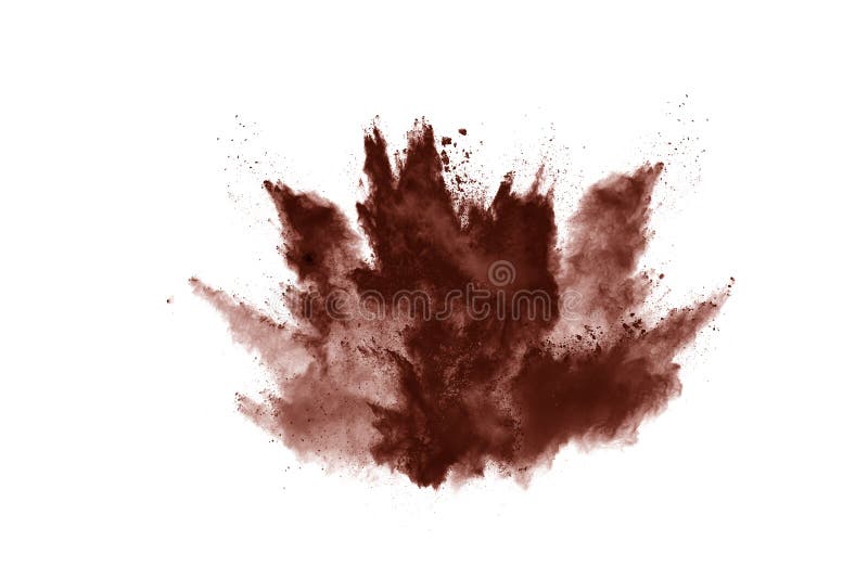 Brown Color Powder Explosion on White Background. Stock Photo - Image ...