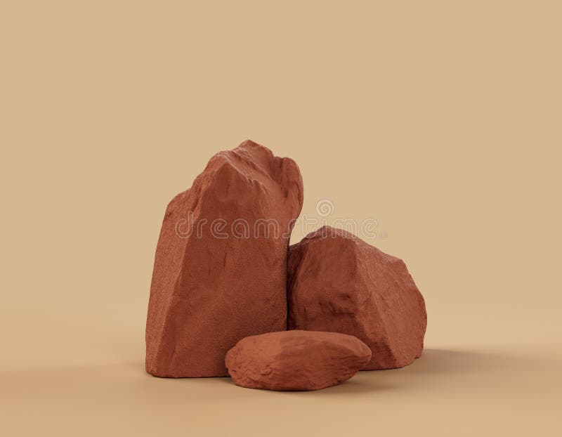 Brown Color Rocks in a Flat Color Background, for Product Displays with ...