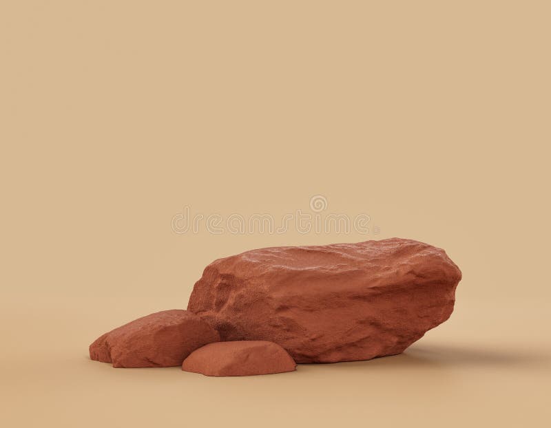 Brown Color Rocks in a Flat Color Background, for Product Displays with ...