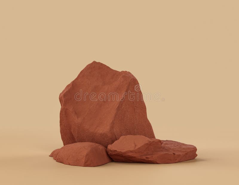 Brown Color Rocks in a Flat Color Background, for Product Displays with ...