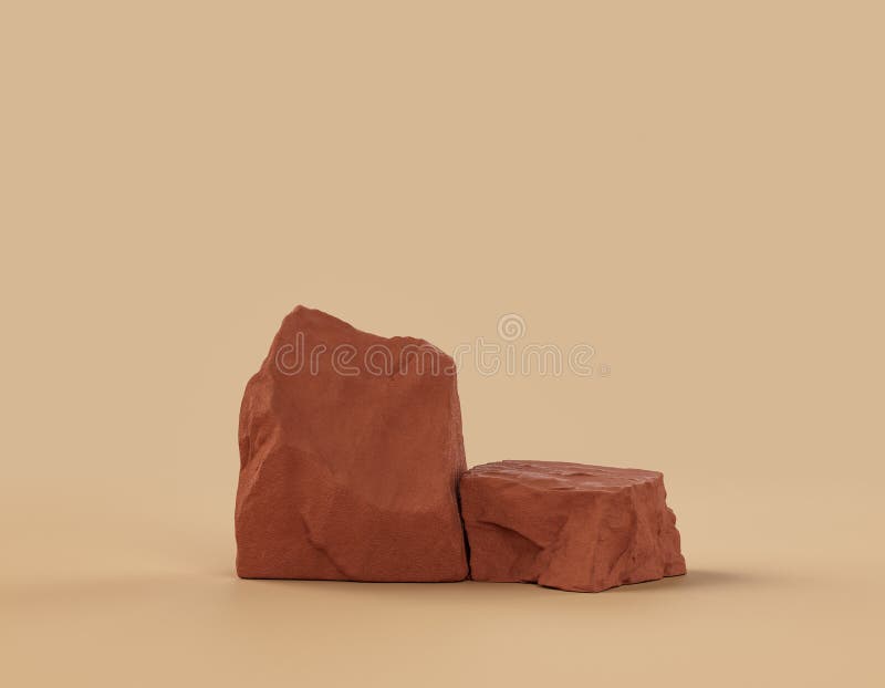 Brown Color Rocks in a Flat Color Background, for Product Displays with ...