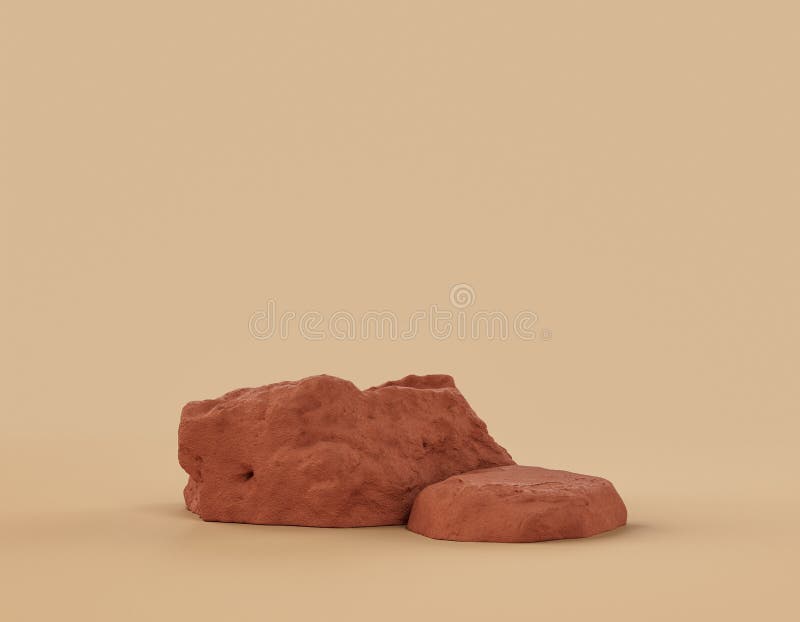 Brown Color Rocks in a Flat Color Background, for Product Displays with ...