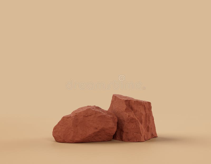 Brown Color Rocks in a Flat Color Background, for Product Displays with ...