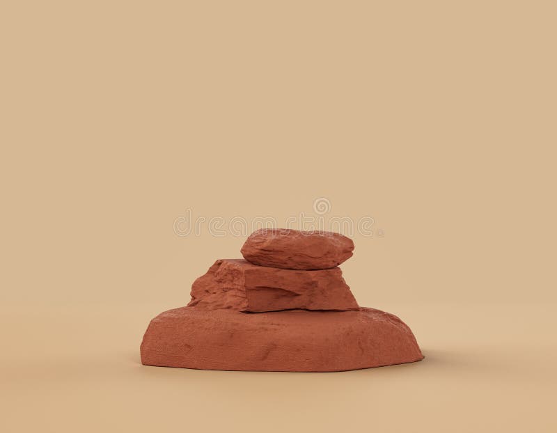 Brown Color Rocks in a Flat Color Background, for Product Displays with ...