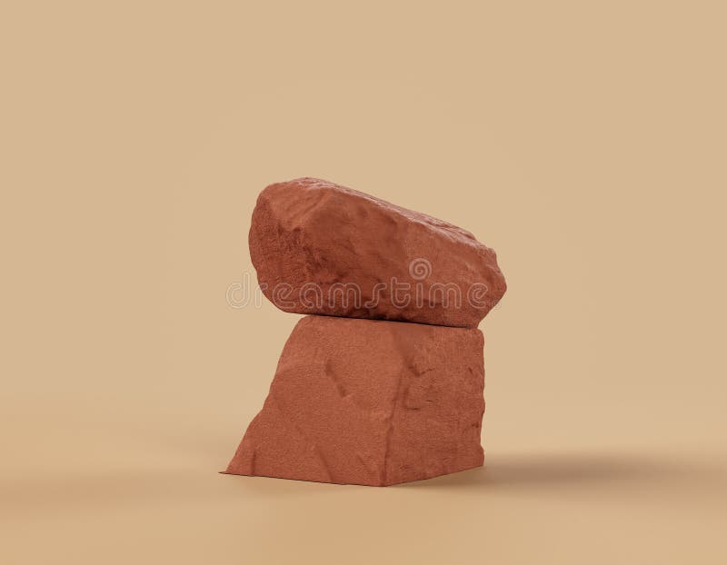 Brown Color Rocks in a Flat Color Background, for Product Displays with ...