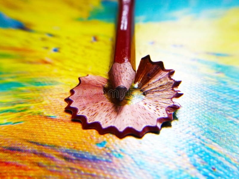 Brown Colored Pencil with Shaved Waste Stock Image - Image of brown ...