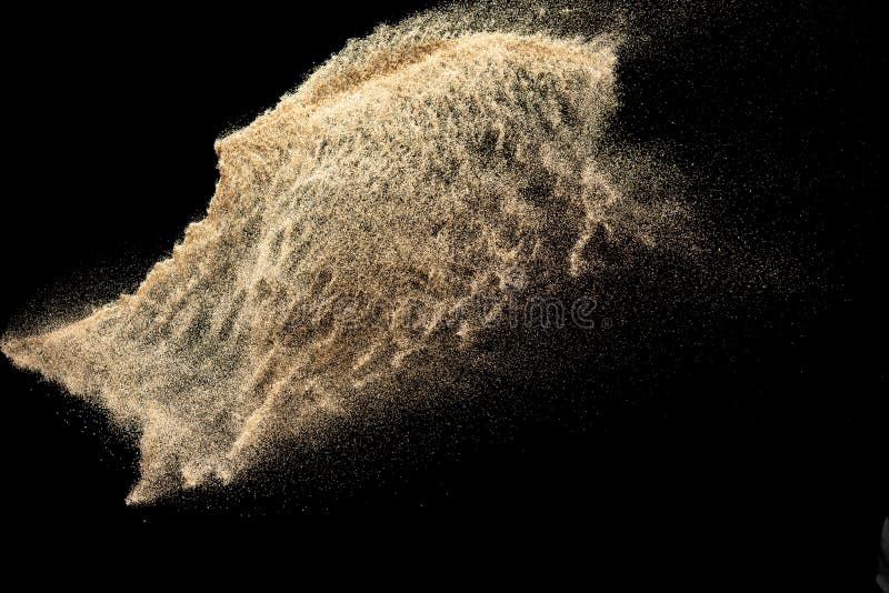 Brown Colored Sand Splash.Dry River Sand Explosion Isolated on Black ...