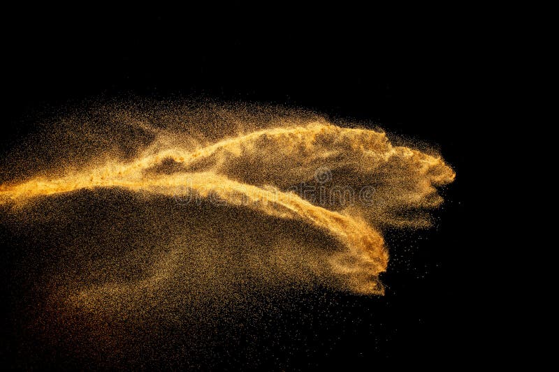 Brown Colored Sand Splash.Dry River Sand Explosion Isolated on Black ...