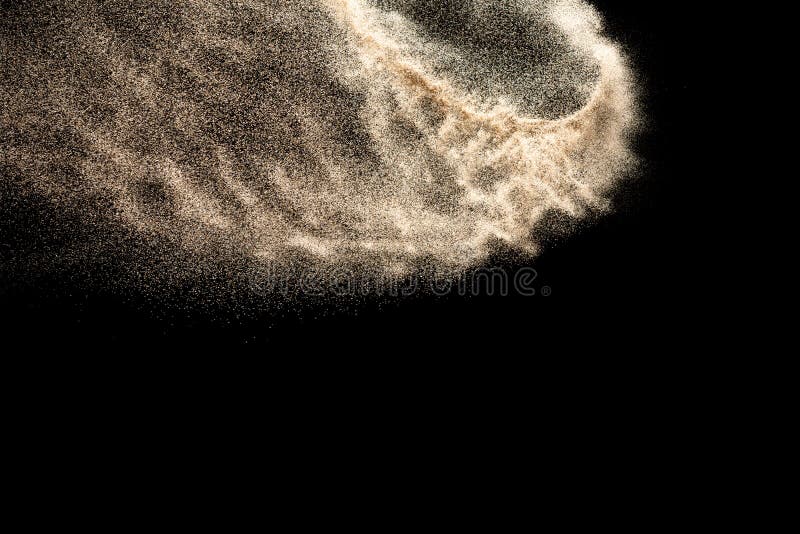 Brown Colored Sand Splash.Dry River Sand Explosion Isolated on Black ...