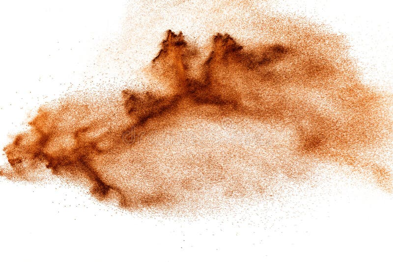 Brown Colored Sand Splash.Dry River Sand Explosion Isolated on White ...