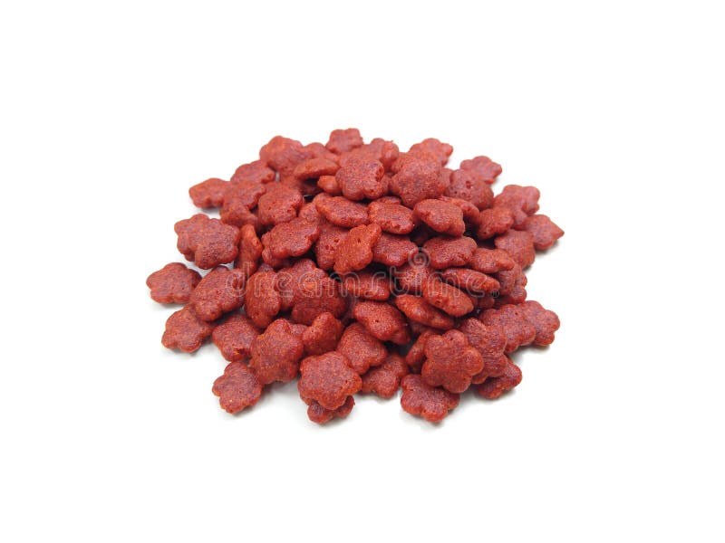 Brown Colour Star Shaped Cat Food Isolated on White Background Stock ...