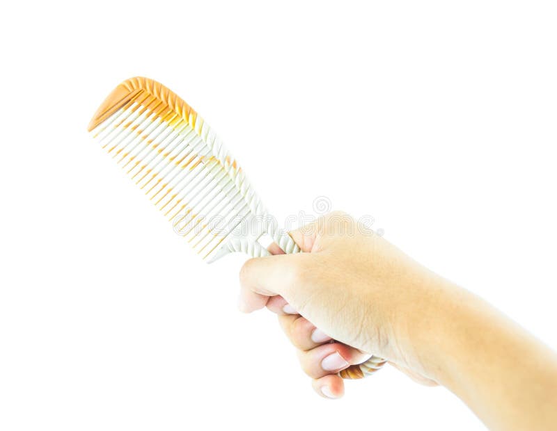 Brown Comb in Hand Isolated Stock Image - Image of fashion, hairbrush ...