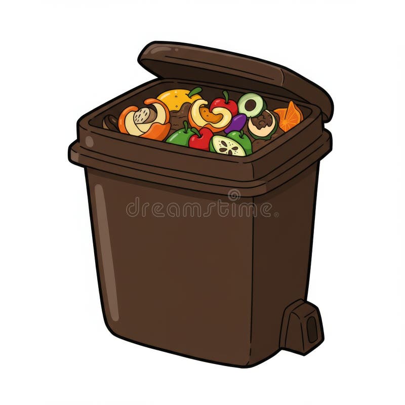 Brown Compost Bin Filled with Colorful Fruit and Vegetable Scraps Stock ...