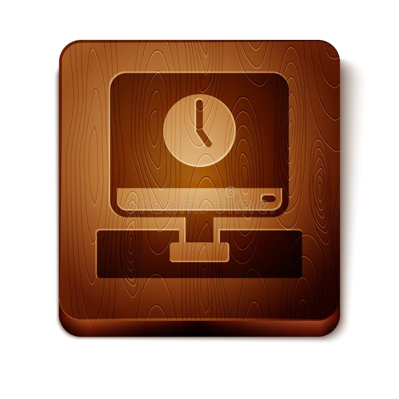 Brown Computer Monitor Time Icon Isolated on White Background ...