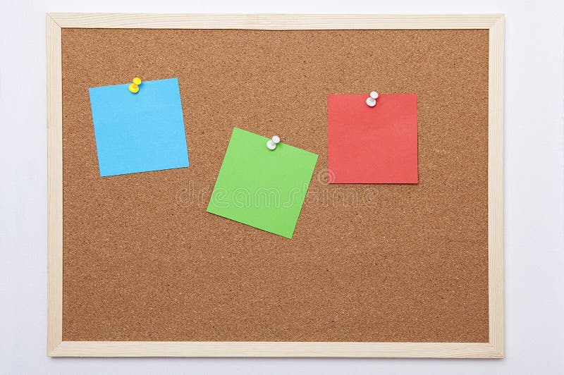 Brown Cork Board with Colored Sticky Notes Stock Image - Image of empty ...