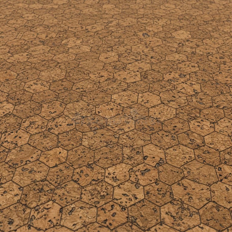 Brown Cork Flooring Features a Pattern of Hexagonal Tiles Arranged in a ...