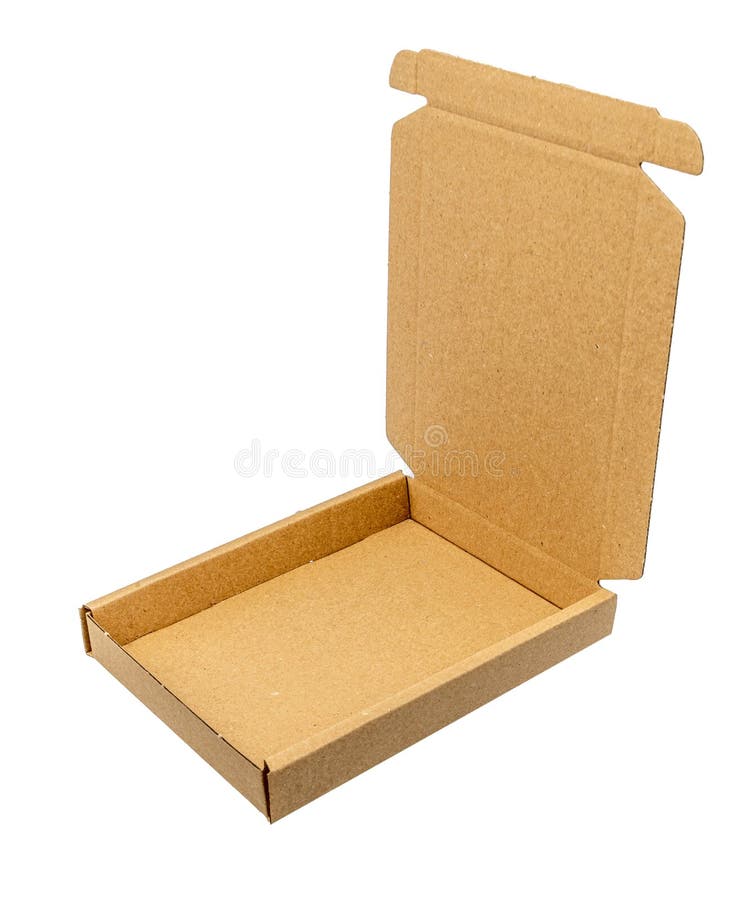 Brown Corrugated Box. Open Cardboard Box Isolated on a Clean White ...