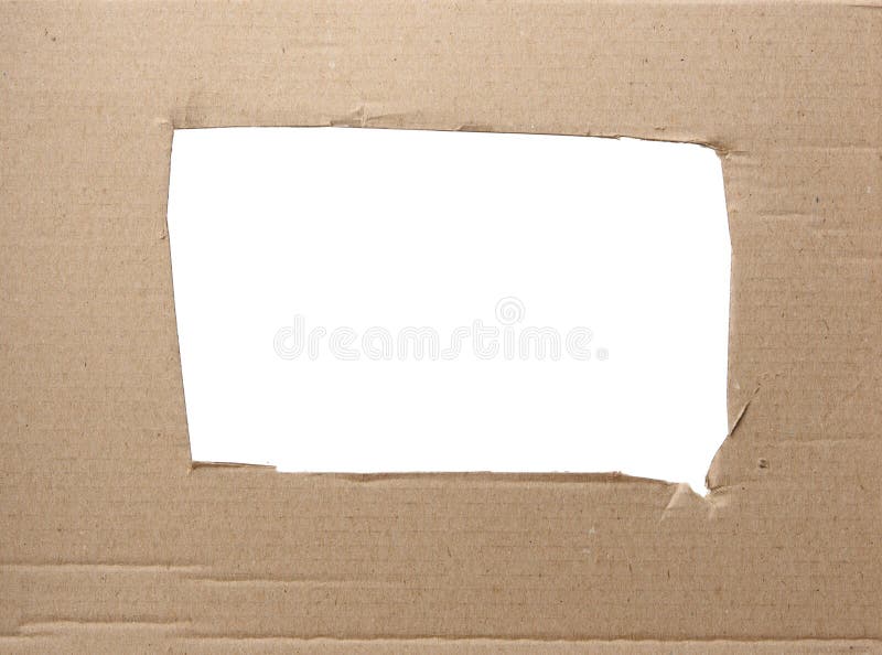 Brown Corrugated Paper Texture with Square Hole, White Background Stock ...