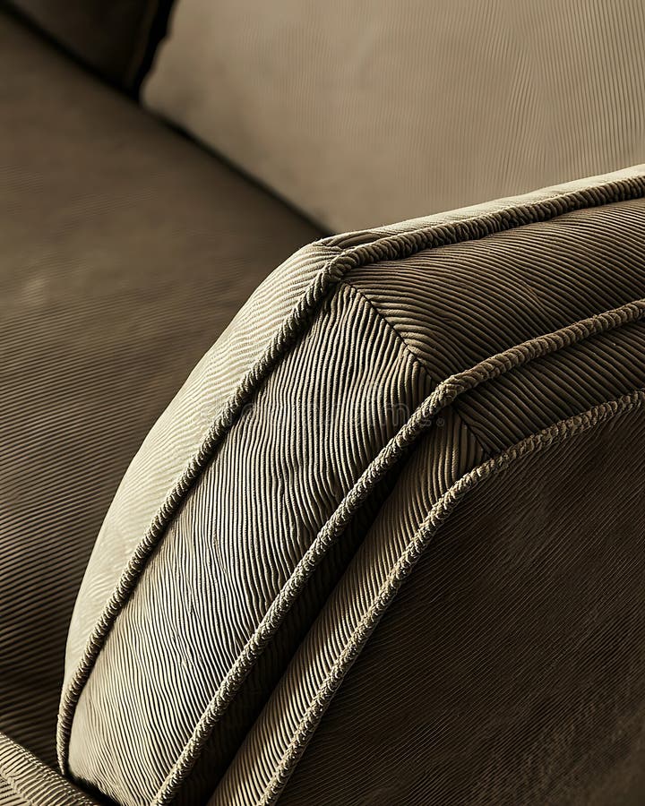 A Brown Couch with a Patterned Fabric Stock Photo - Image of closeup ...