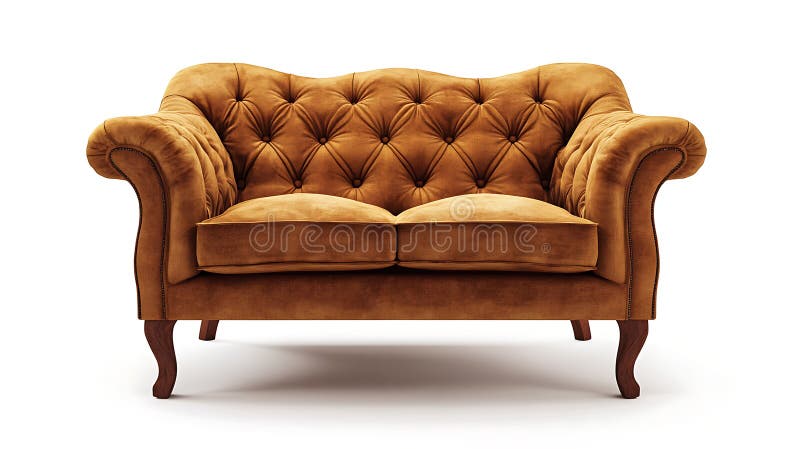 A Brown Couch with a White Background Stock Image - Image of comfortable, large: 368383713