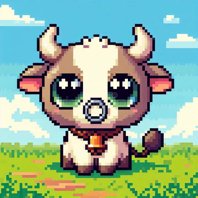 Brown Cow Illustrator Design Pixel Art Stock Illustration ...
