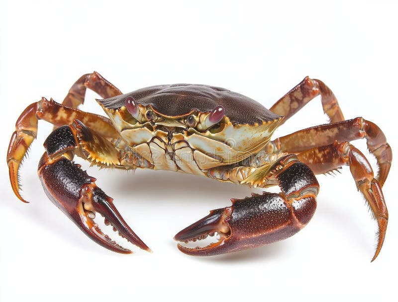 Brown Crab, Front View, Isolated on White Background, Seafood ...