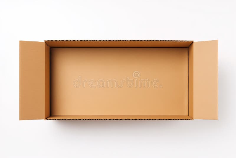 Open Empty Rectangular Cardboard Box on White Background Stock ...