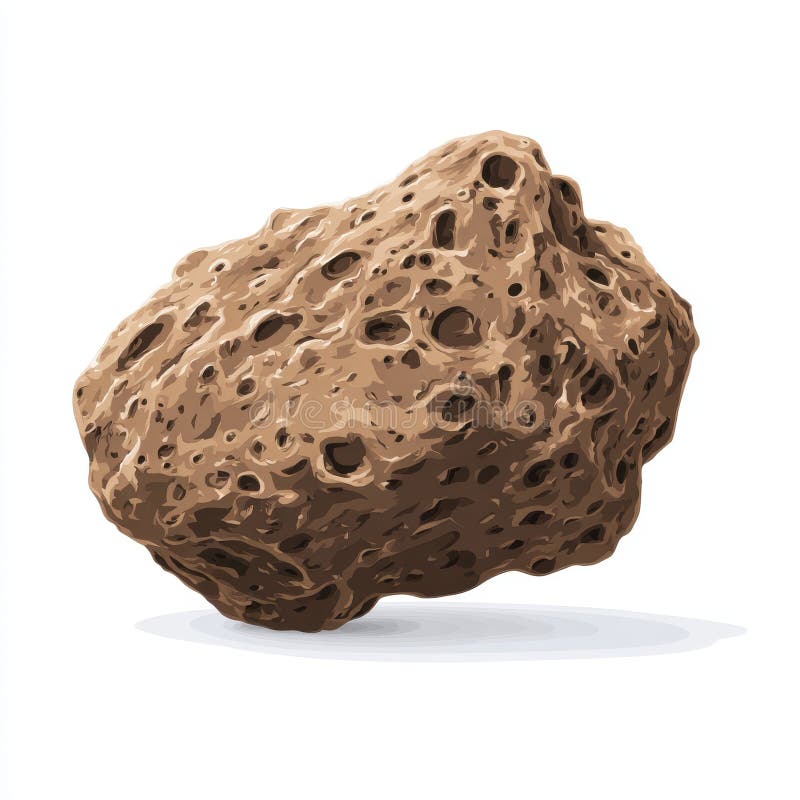 Brown Cratered Asteroid Pixel Art 3D Rendering Stock Illustration ...