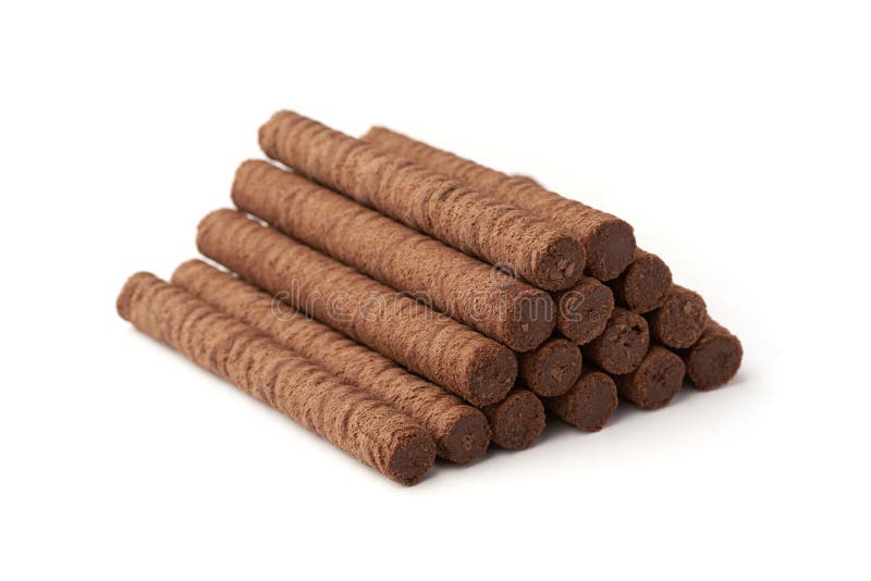 Brown Crispy Waffle Sticks with Cream Isolated on White Background ...