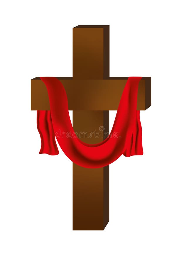 Jesus Cross With Red Cloth