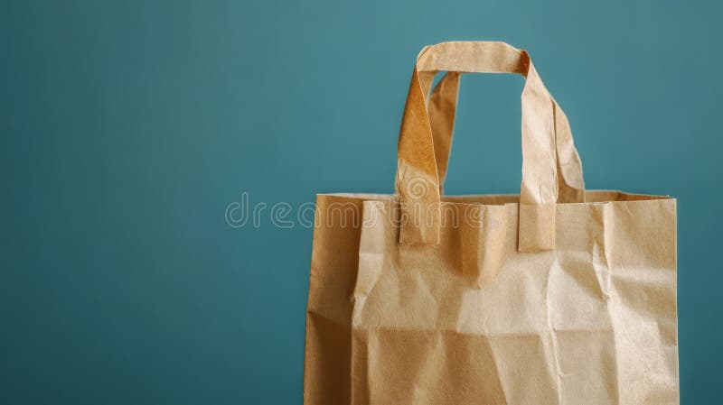 Brown Crumpled Paper Bag on Teal Background Stock Illustration ...