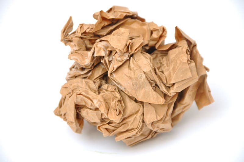Brown crumpled paper ball stock photo. Image of brown - 20343020