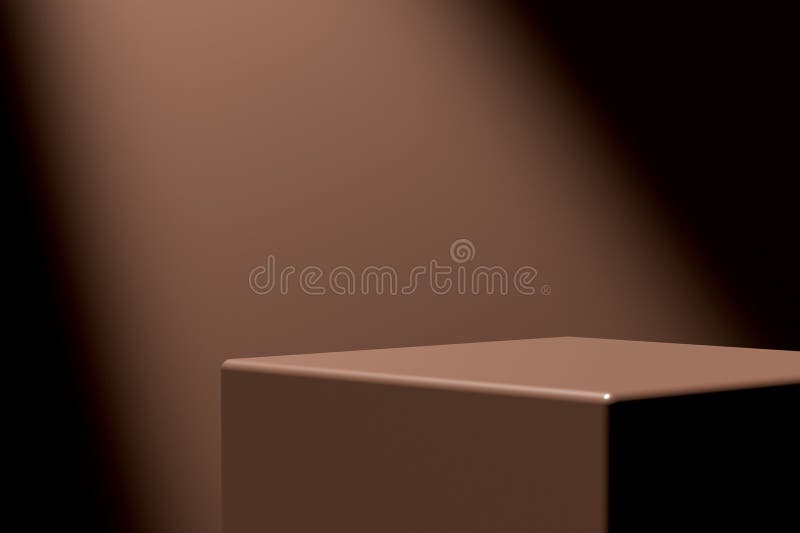 Brown Cube Podium Illuminated by a Spotlight on a Brown Background Stock Illustration ...