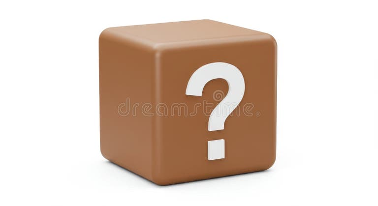 Brown Cube with Question Mark Stock Illustration - Illustration of ...