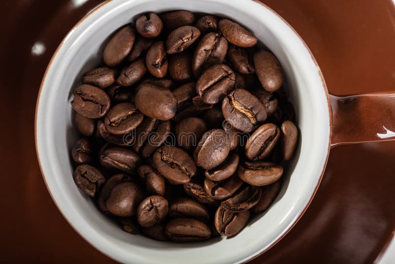 Brown Cup with Coffee Seeds Stock Image - Image of break, bean: 73852225
