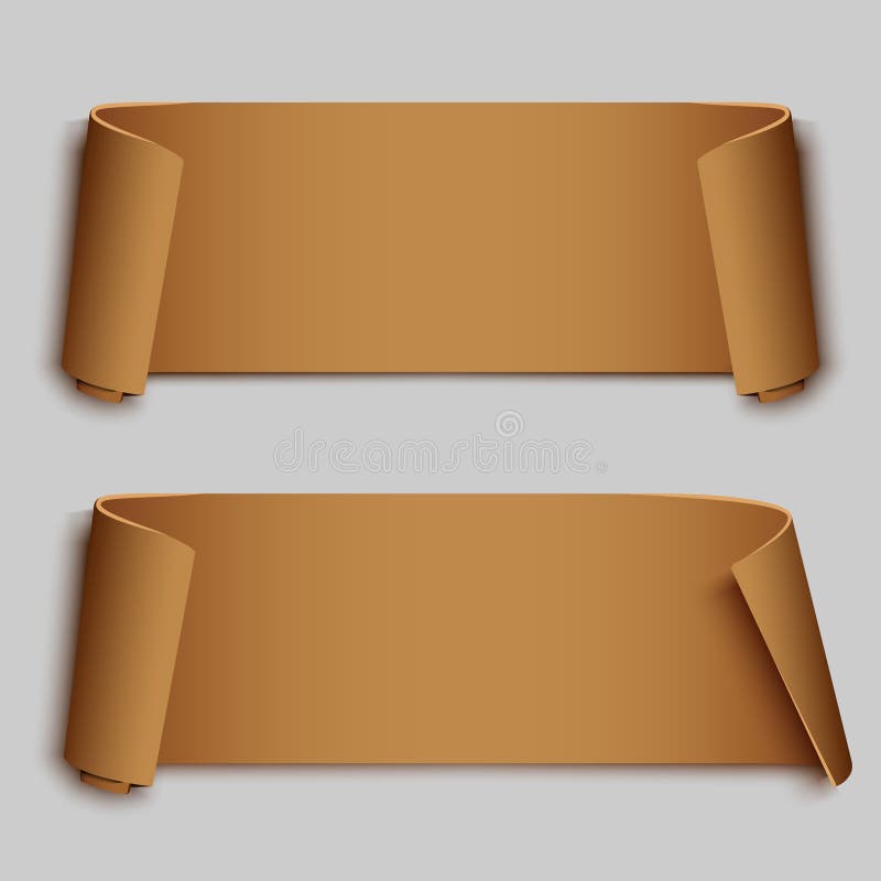 Brown curved banners stock vector. Illustration of realistic - 65526601