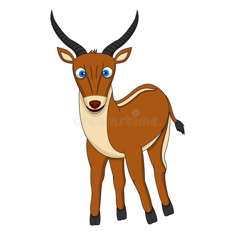 Brown Cute Antelope with Smile Stock Vector - Illustration of horn ...