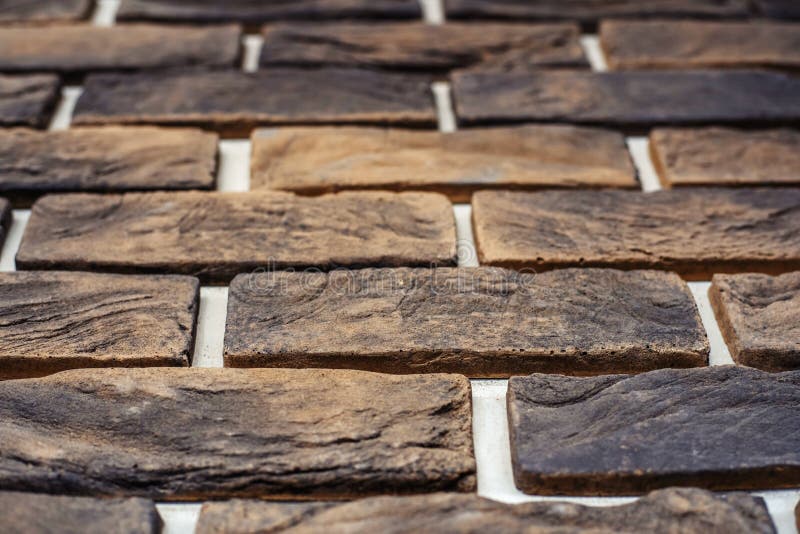Brown Decorative Brick. a Sample of Cladding Material on the Counter of ...