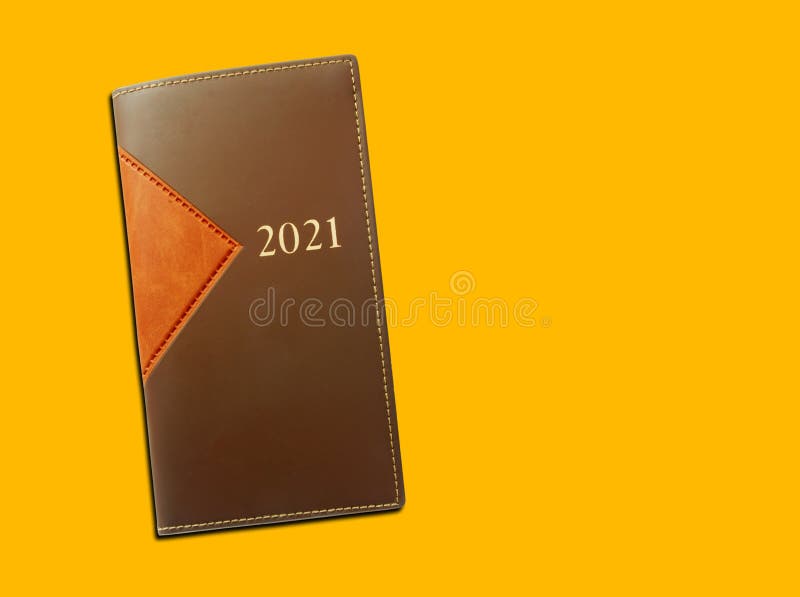 Brown diary closeup stock photo. Image of journal, notepad - 208950272