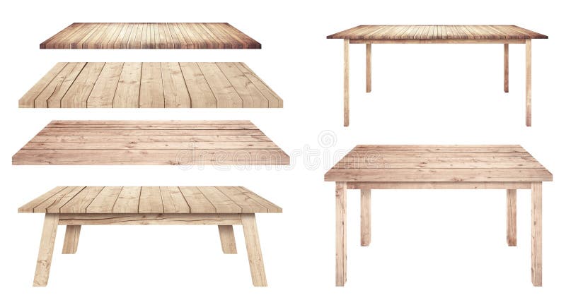 Brown and Different Style Wooden Tables are Isolated on White ...