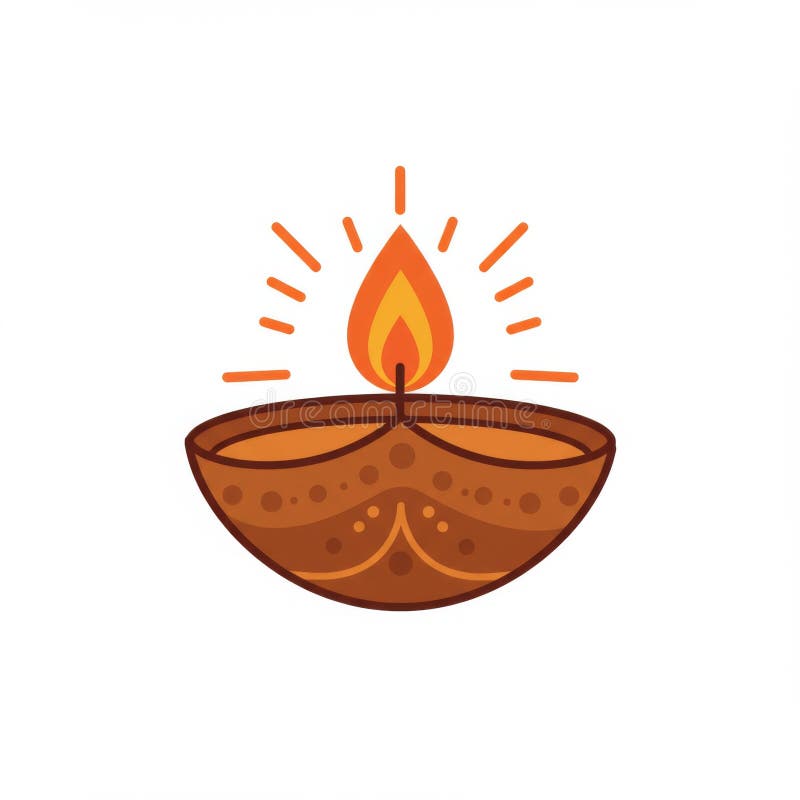 Brown Diya with Orange Flame Illustration Stock Illustration ...