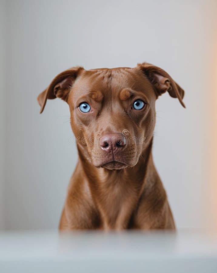 A Brown Dog with Blue Eyes Looking at the Camera Stock Image - Image of ...