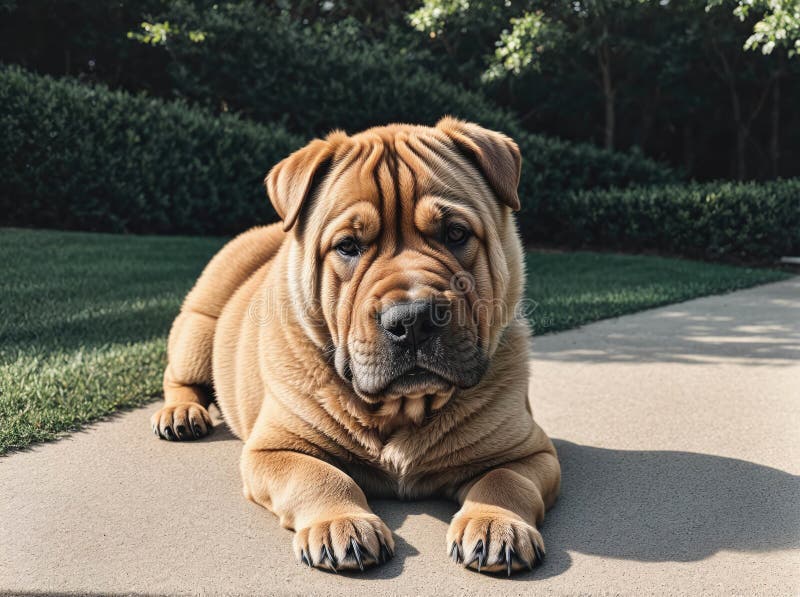 A Brown Dog is Laying on the Ground Stock Image - Image of breed ...
