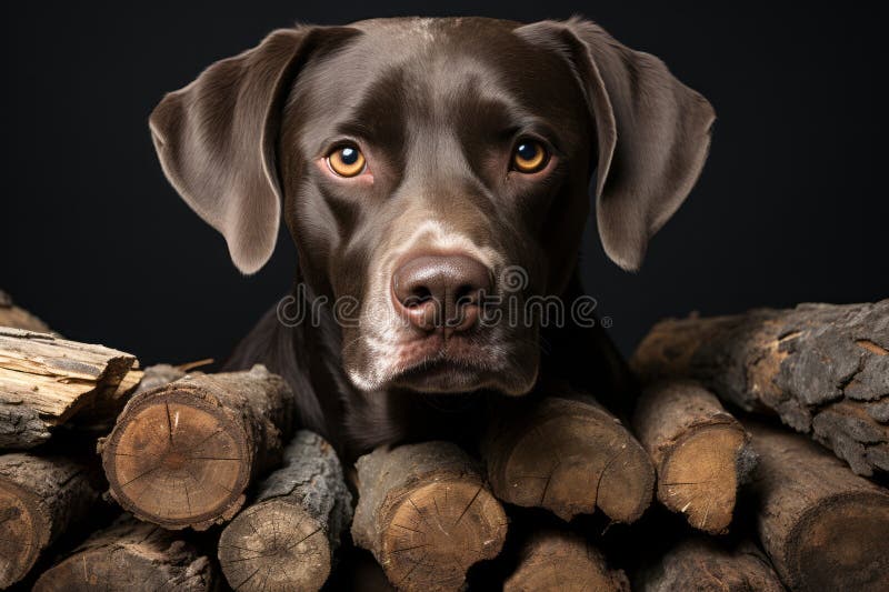 A Brown Dog is Sitting on Top of a Pile of Logs Stock Illustration ... A Brown Dog is Sitting on Top of a Pile of Logs Stock Illustration ...