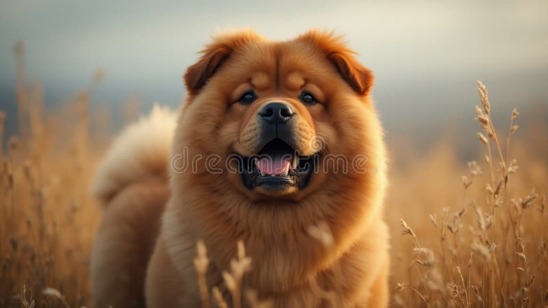A Brown Dog Standing in a Field of Tall Grass Stock Image - Image of ...