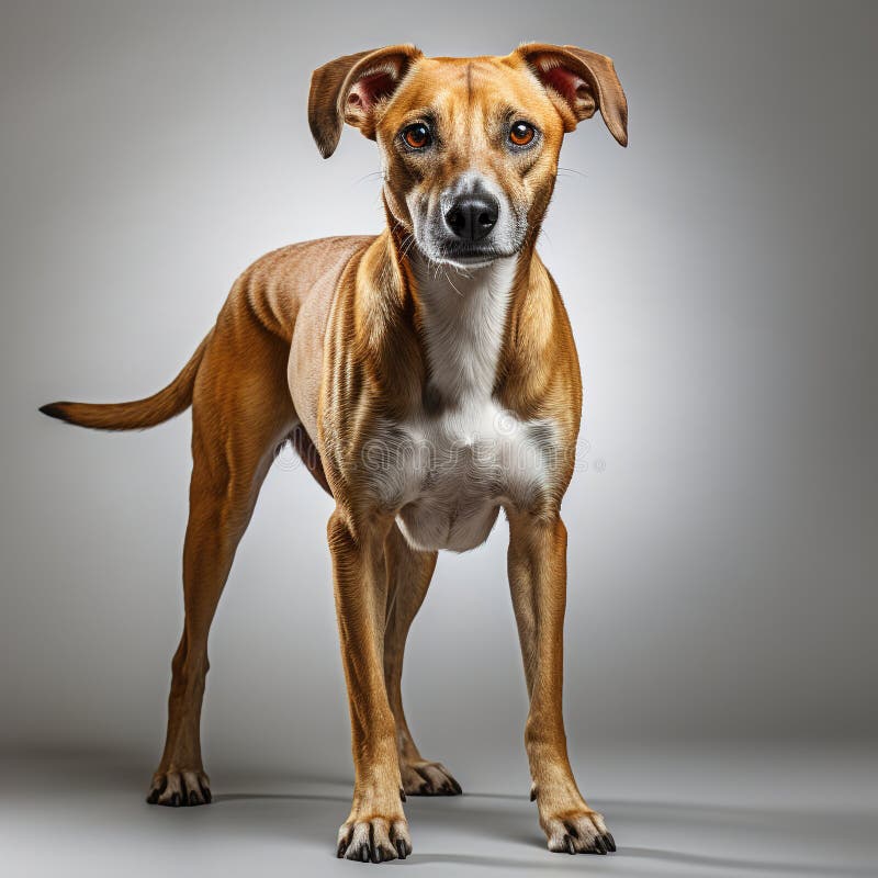 Brown Dog Stands Proud with Its Sharp Snout and Big Eyes Stock Image ...