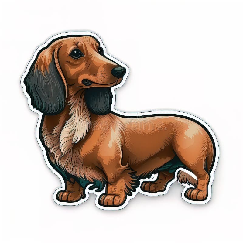 A Brown Dog Sticker with a Long Black Tail and a Long Black Nose Stock ...