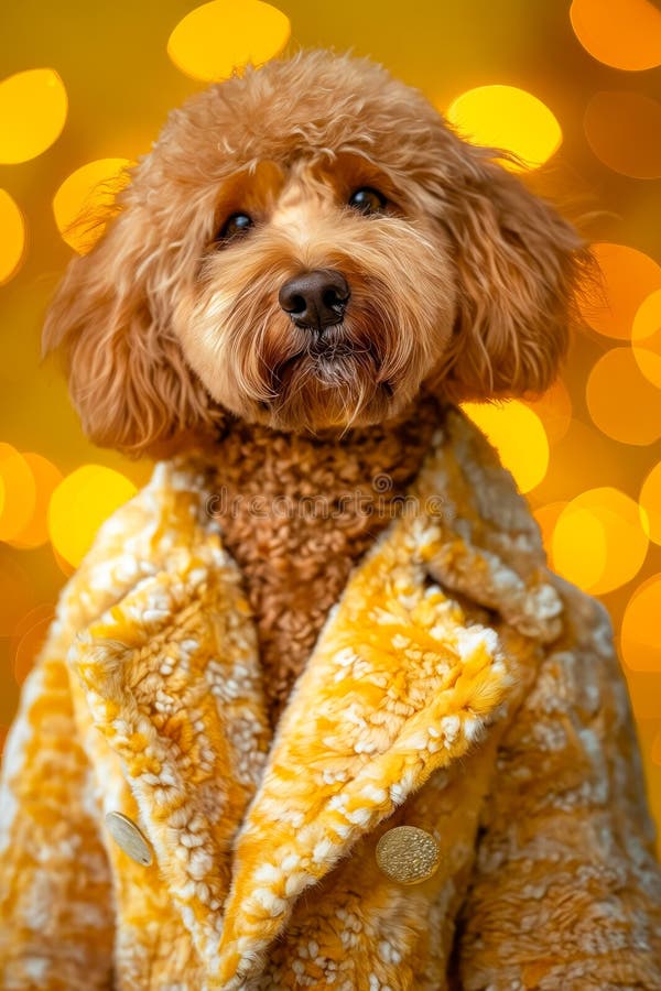 A Brown Dog Wearing a Yellow and White Coat. Generative AI Stock Photo ...