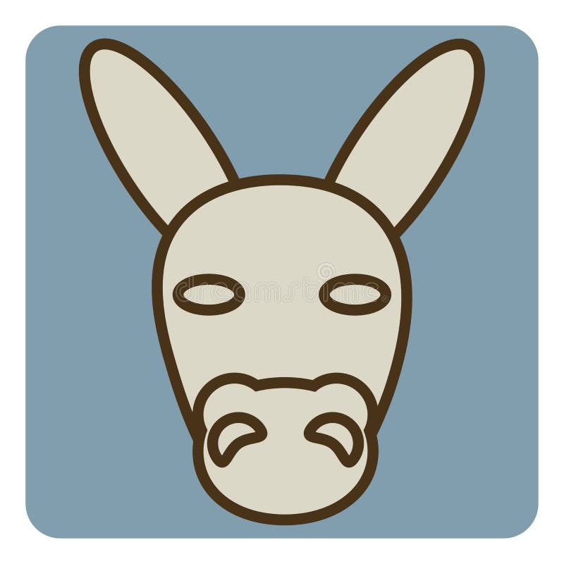 Brown donkey head, icon stock vector. Illustration of vector - 260373286